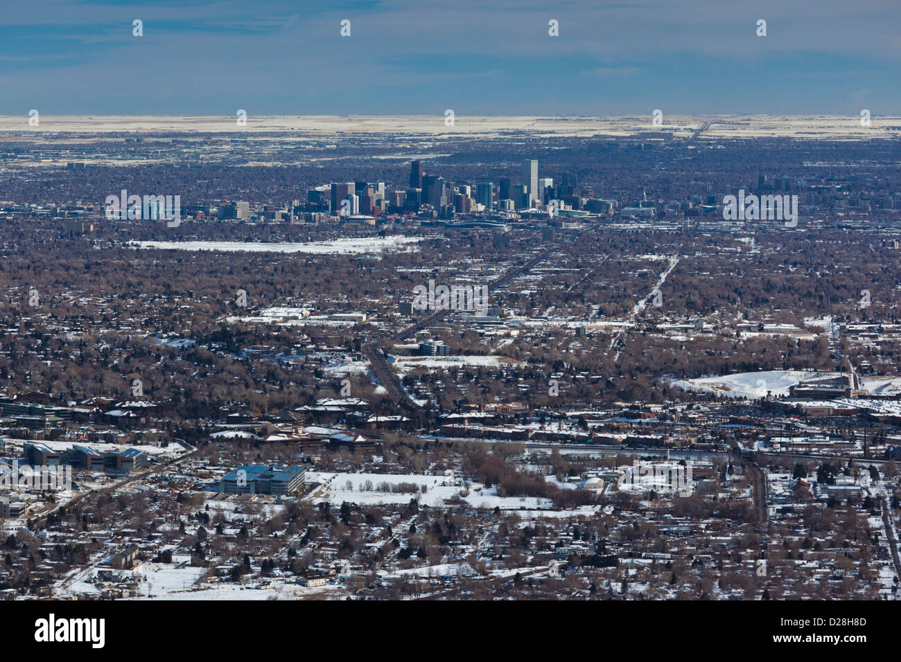 USA, Colorado, Golden, elevated view of Denver from Lookout Mountain ...