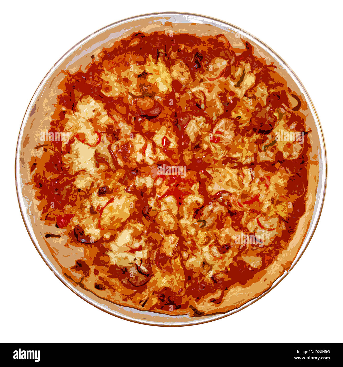 Silhouetted Illustration of Round Pizza Stock Photo - Alamy