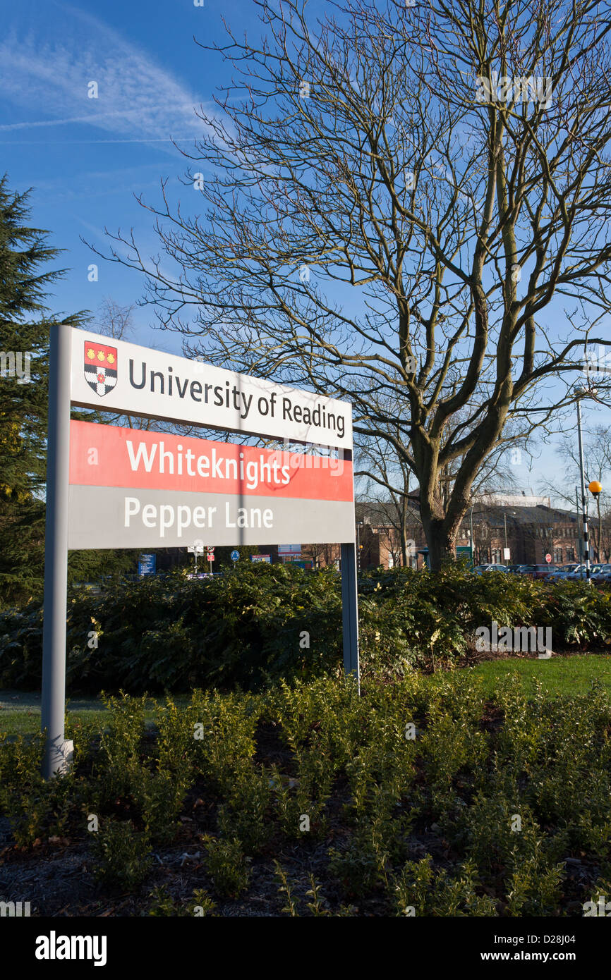 Signboard at the Pepper Lane entrance to Reading University Stock Photo ...