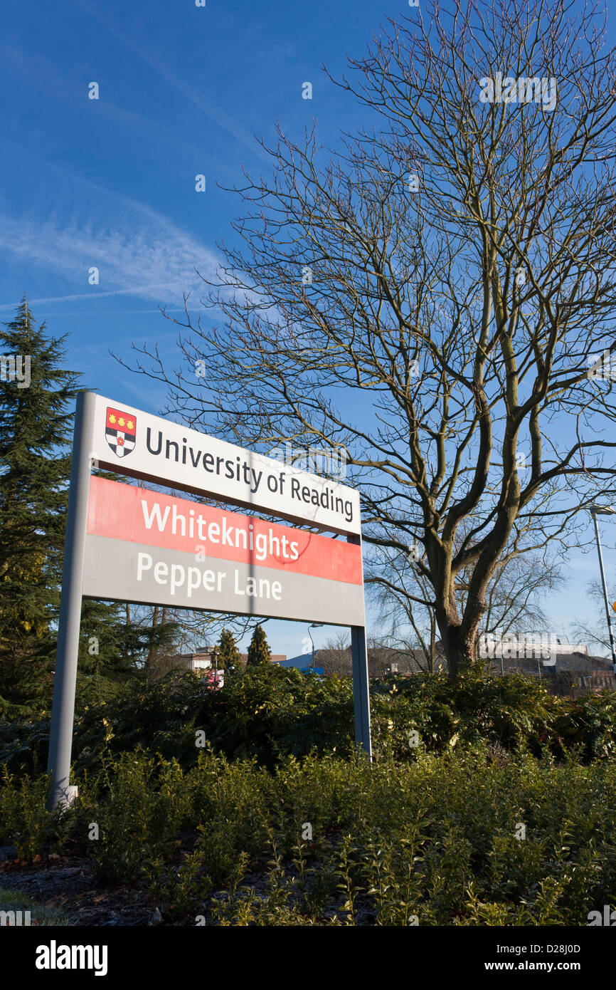 Signboard at the Pepper Lane entrance to Reading University Stock Photo ...