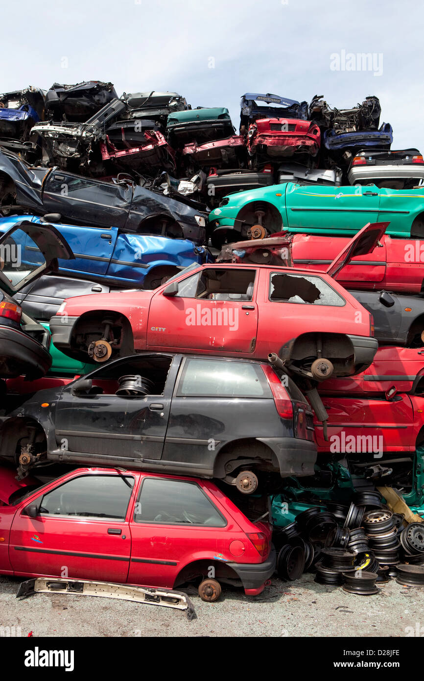 Ruhr, Germany, over stacked cars in a junkyard Stock Photo - Alamy