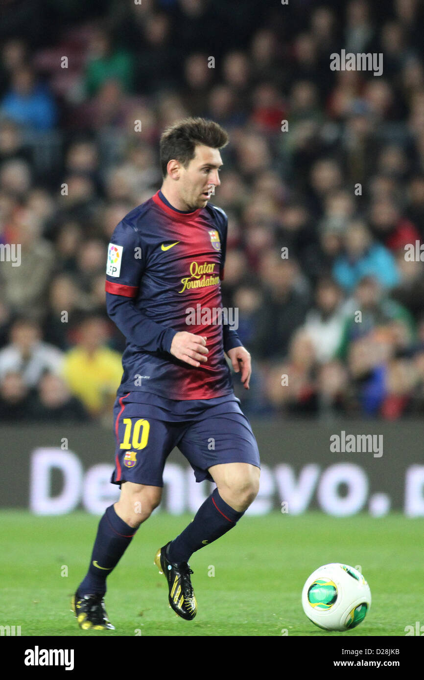Barcelona, Spain. 16th January 2013. Messi in action during the Spanish ...