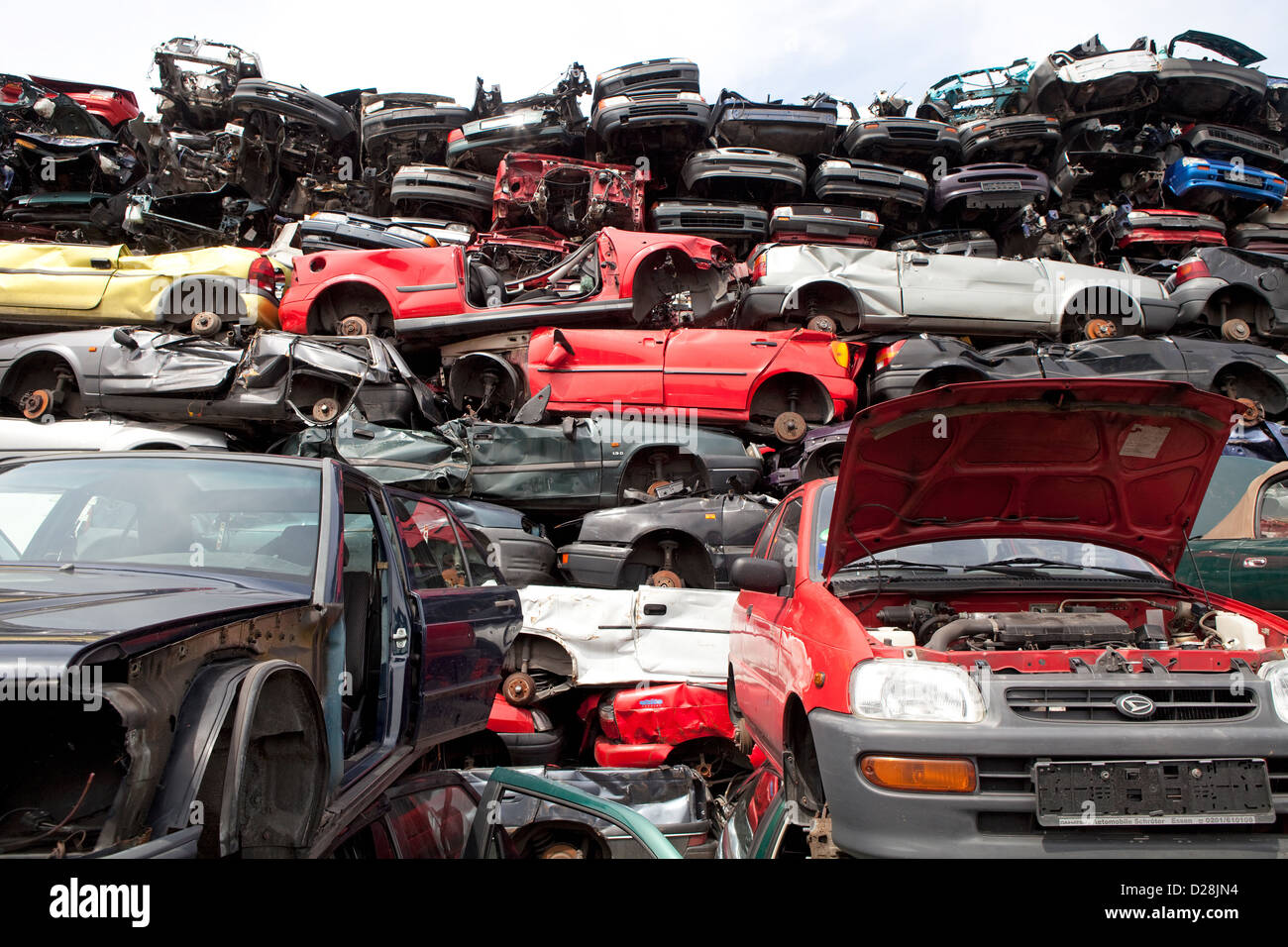 Ruhr, Germany, over stacked cars in a junkyard Stock Photo - Alamy