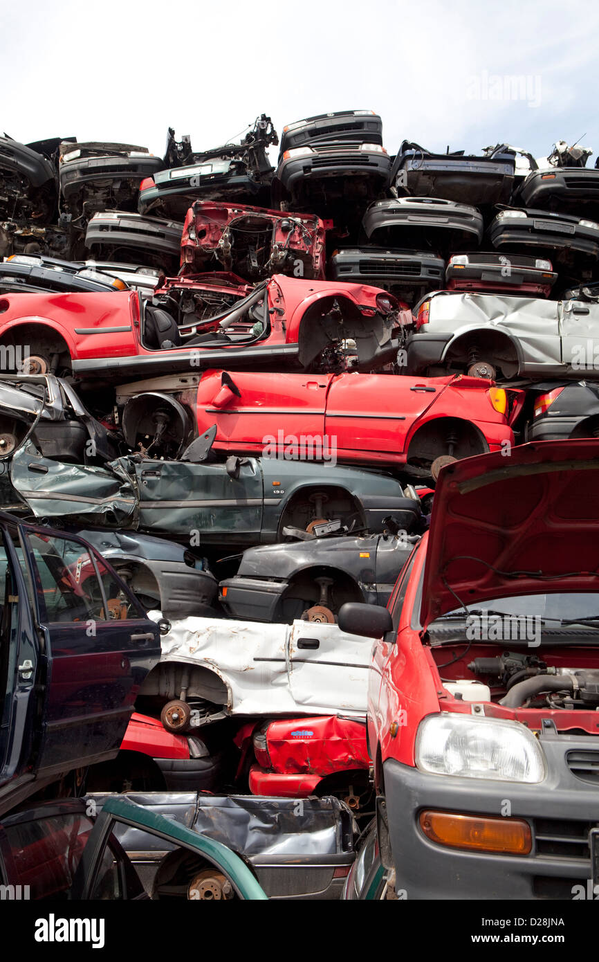 Ruhr, Germany, over stacked cars in a junkyard Stock Photo - Alamy