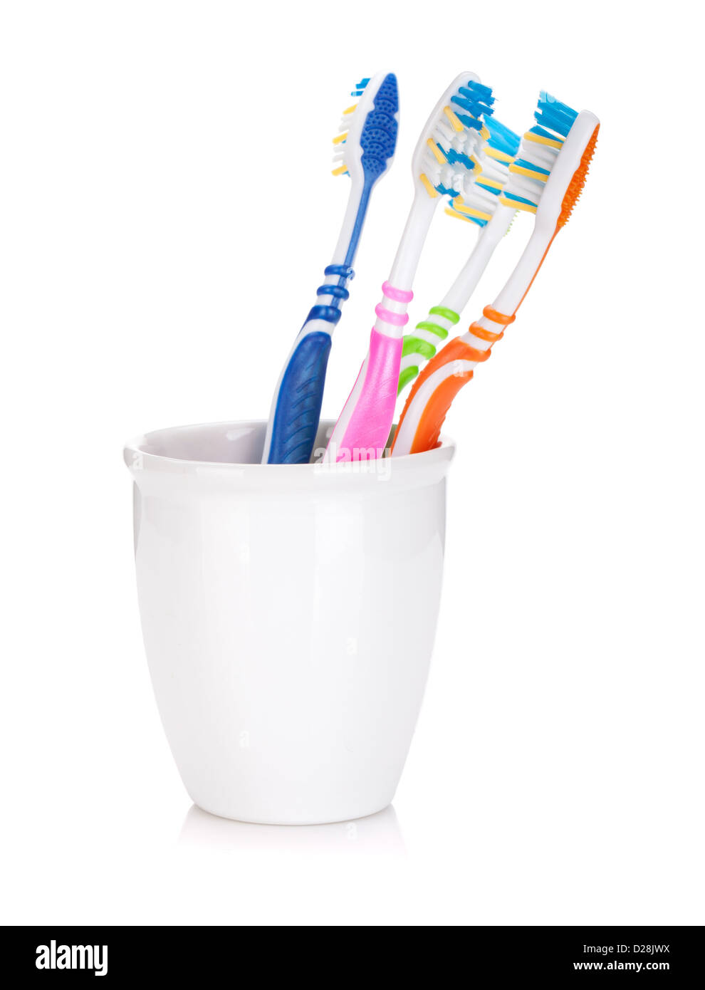Four colorful toothbrushes. Isolated on white background Stock Photo ...
