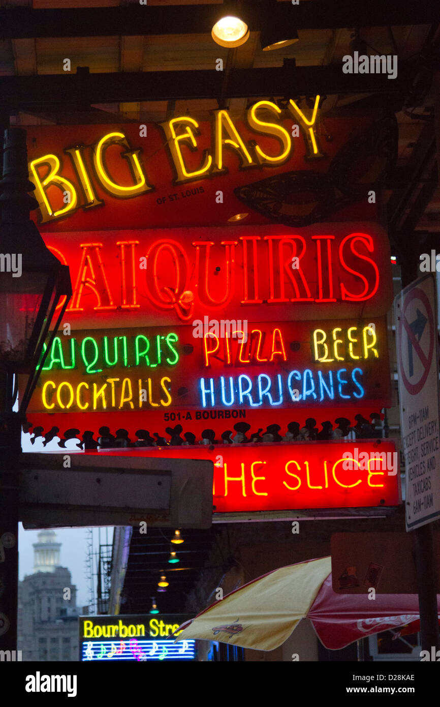 LA, New Orleans, French Quarter, neon signs on Bourbon Street Stock ...