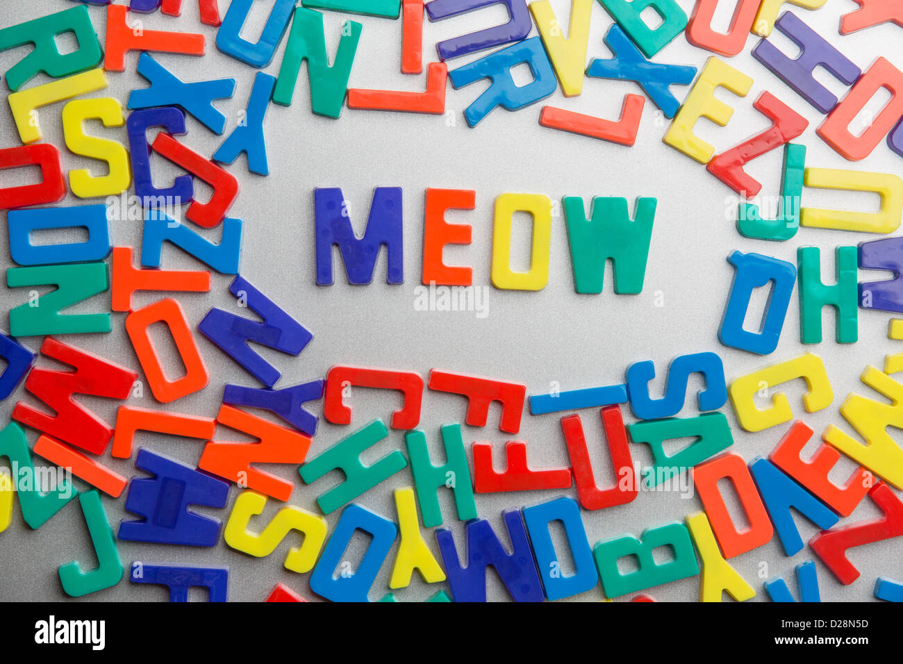 "meow" - Refrigerator magnets spell a message out of a jumble of ...