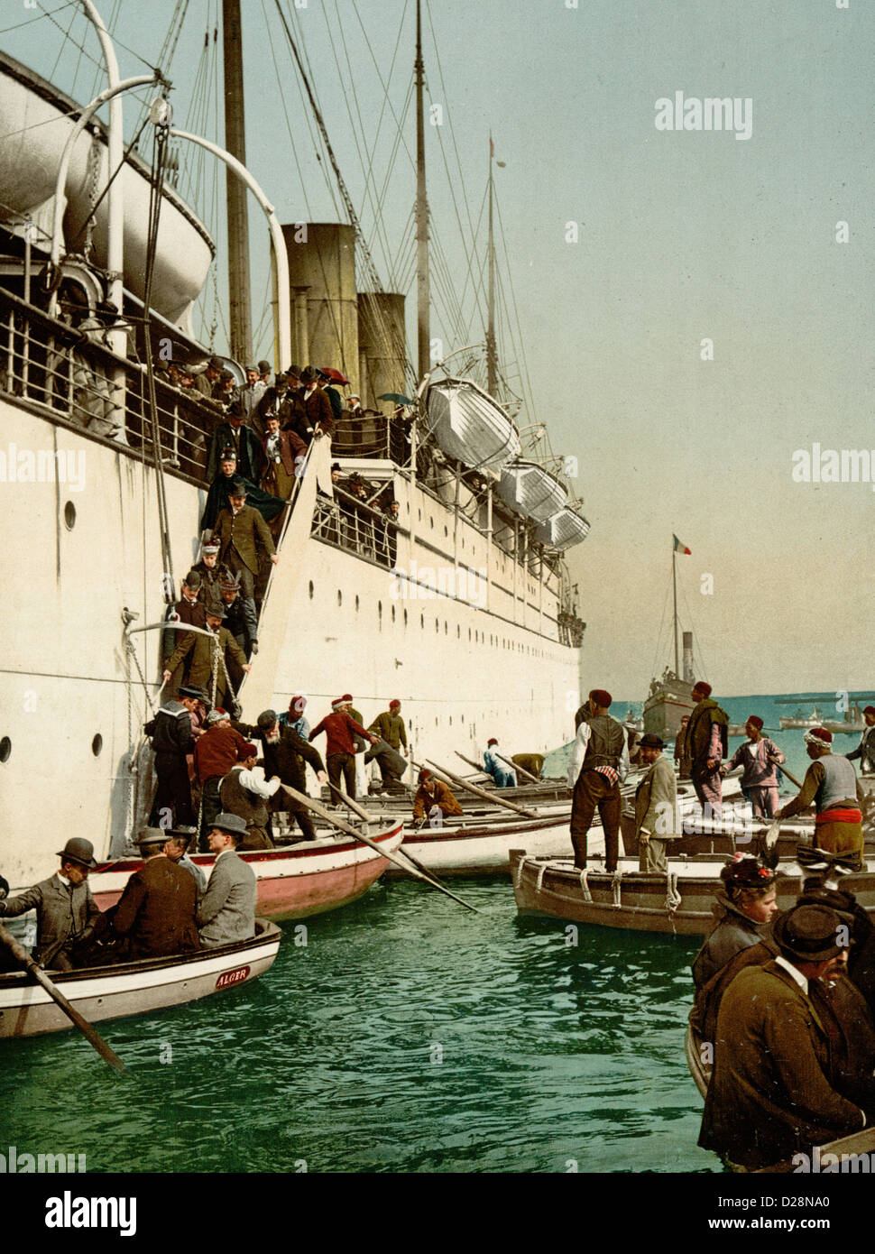 Disembarking from a ship, Algiers, Algeria, 1899 Stock Photo - Alamy