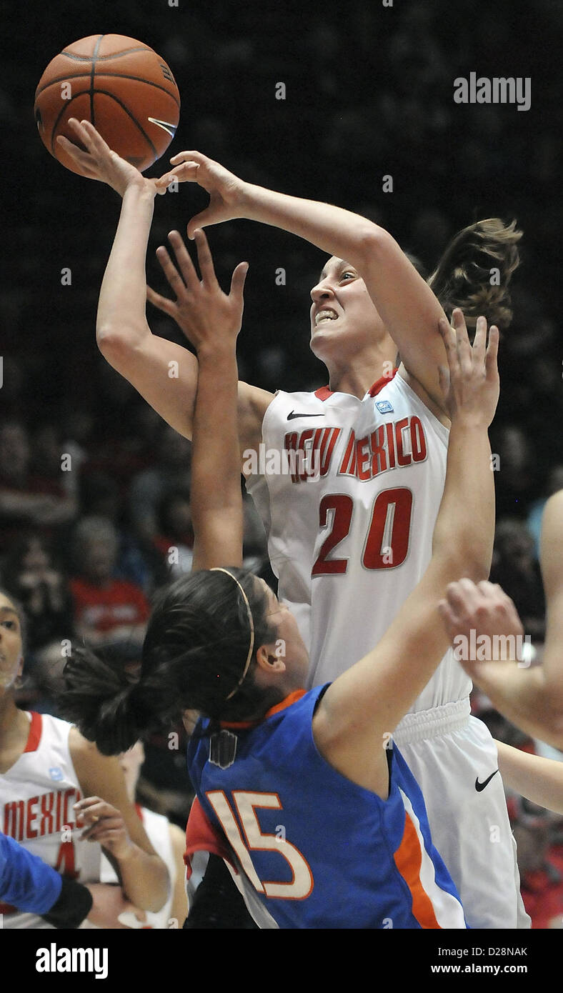Jan. 16, 2013 - Albuquerque, NM, U.S. - UNM's #20 Sara Halasz goes over ...