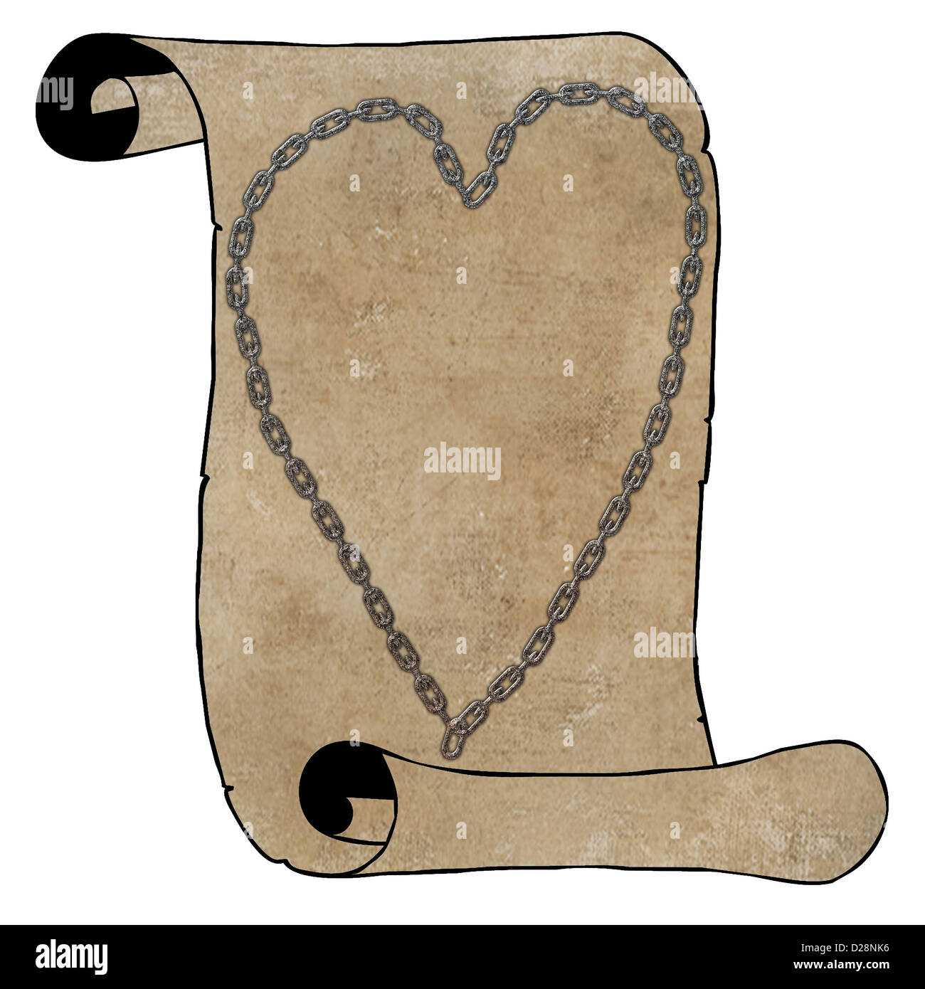 3D Silver Heart on Blank Vintage Paper Scroll Stock Photo - Alamy