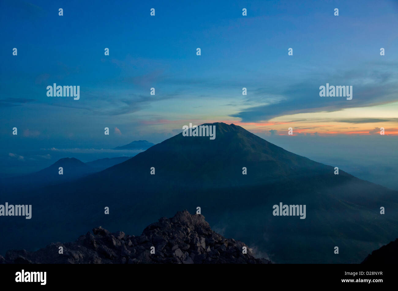 Mt. Merbabu volcano, Central Java, Indonesia from Merapi volcano Stock ...