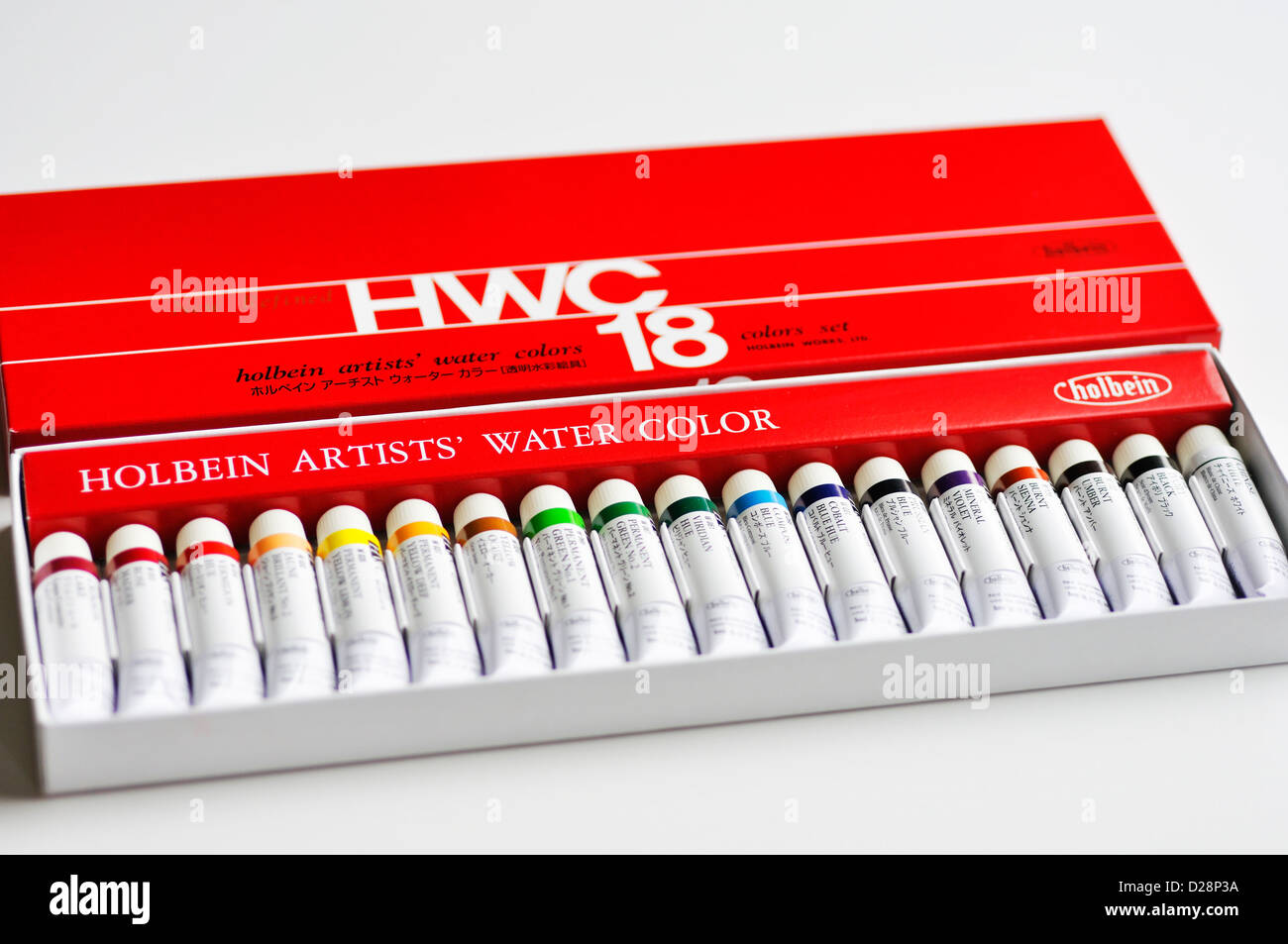Holbein watercolor paint set of 18 tubes Stock Photo - Alamy