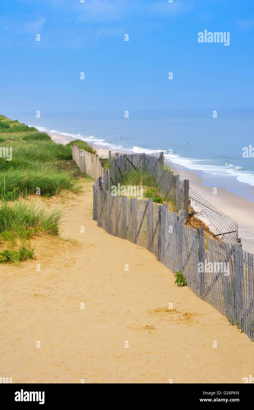 Beach fence at Marconi Beach, Cape Cod, Massachusetts, USA Stock Photo ...
