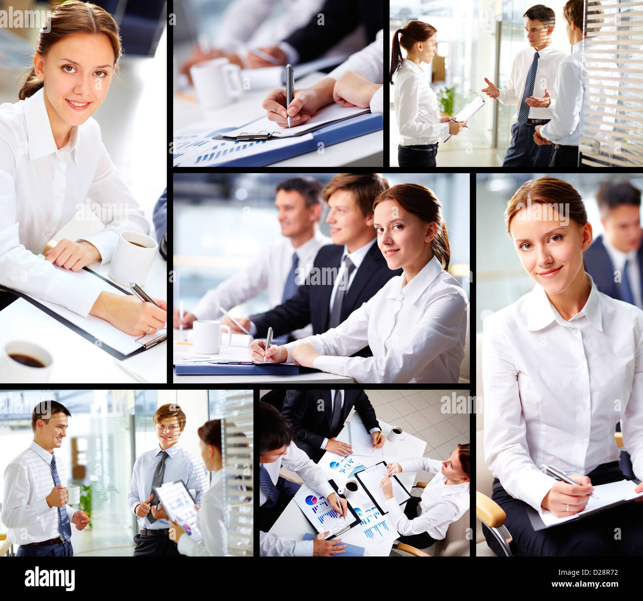 Collage of business people working in office Stock Photo - Alamy