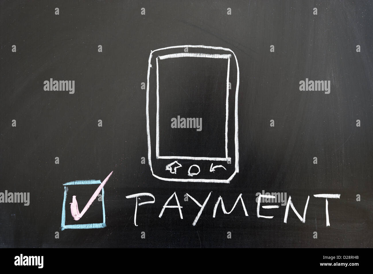 Payment by mobile concept drawing on the blackboard Stock Photo - Alamy