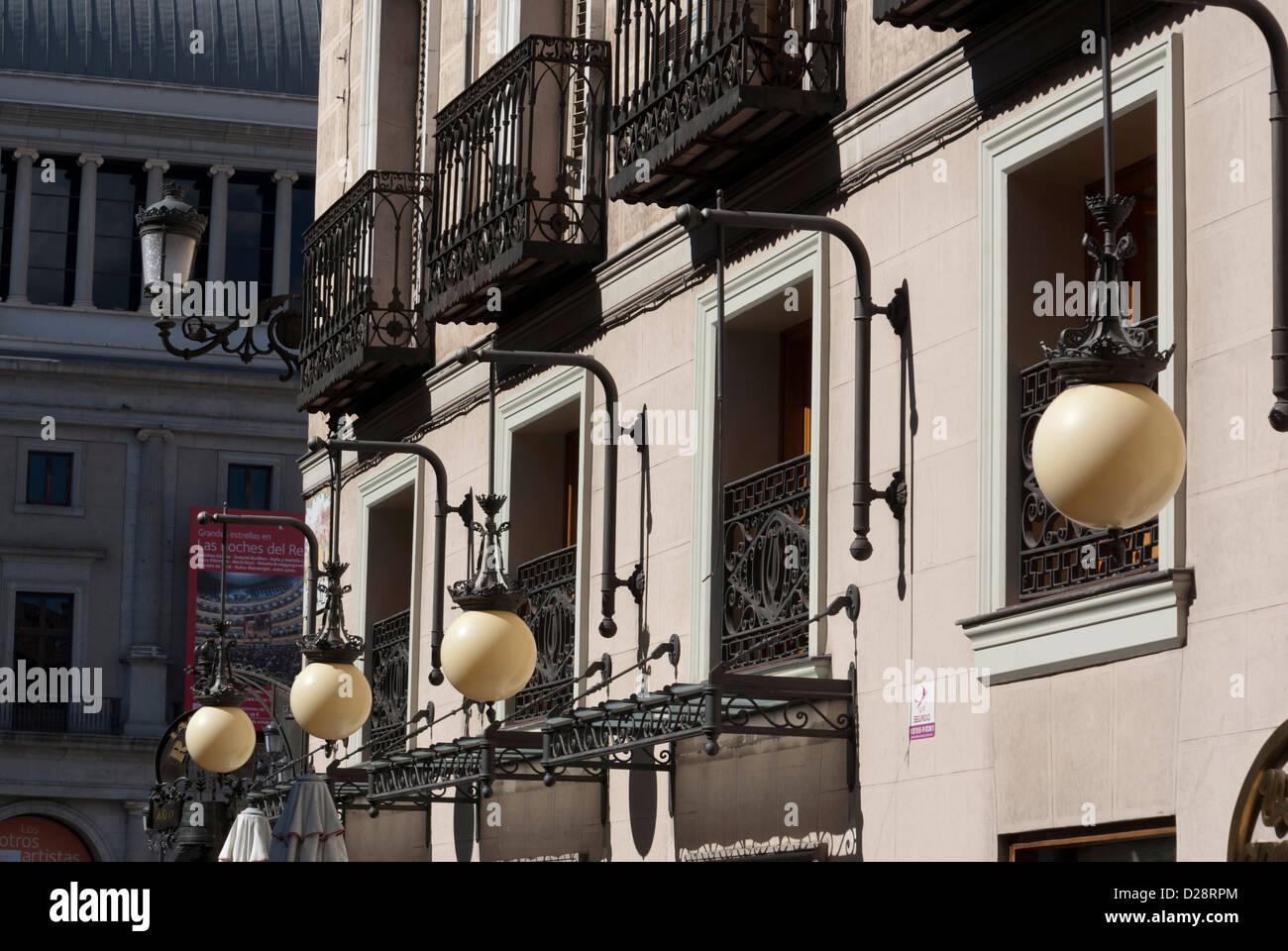 Row of lamps on a building in Madrid, Spain Stock Photo - Alamy