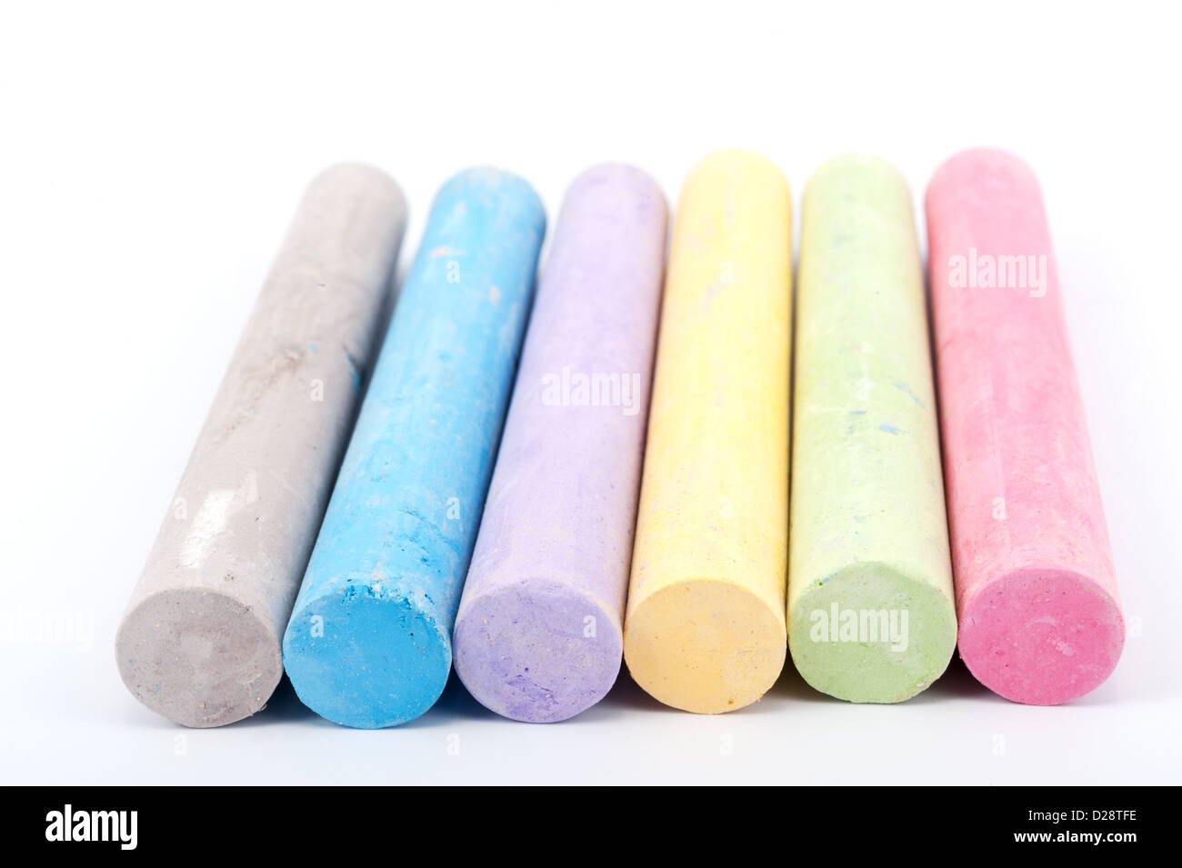 Group of colorful chalks on white background Stock Photo - Alamy