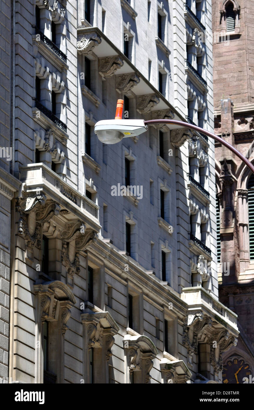 Police emergency warning light atop lamp post, New York City, USA Stock ...