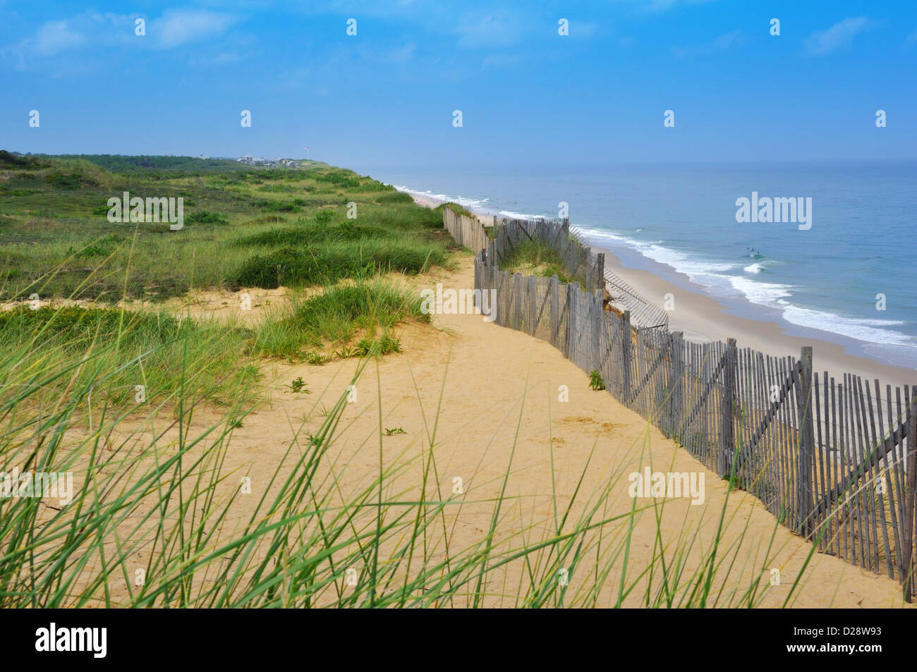 Beach fence at Marconi Beach, Cape Cod, Massachusetts, USA Stock Photo ...