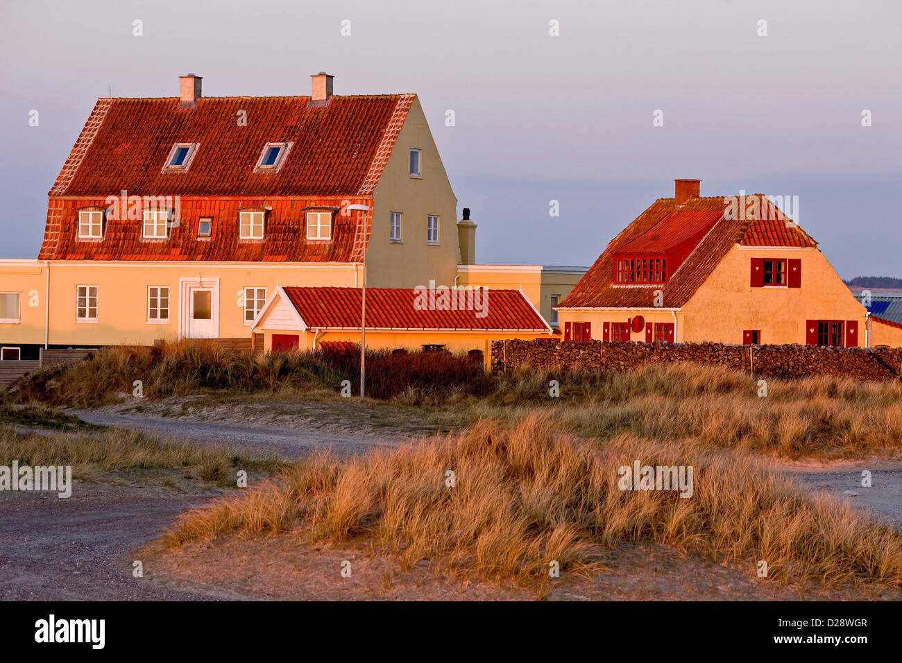 Yellow shining buildings in sunset Stock Photo - Alamy
