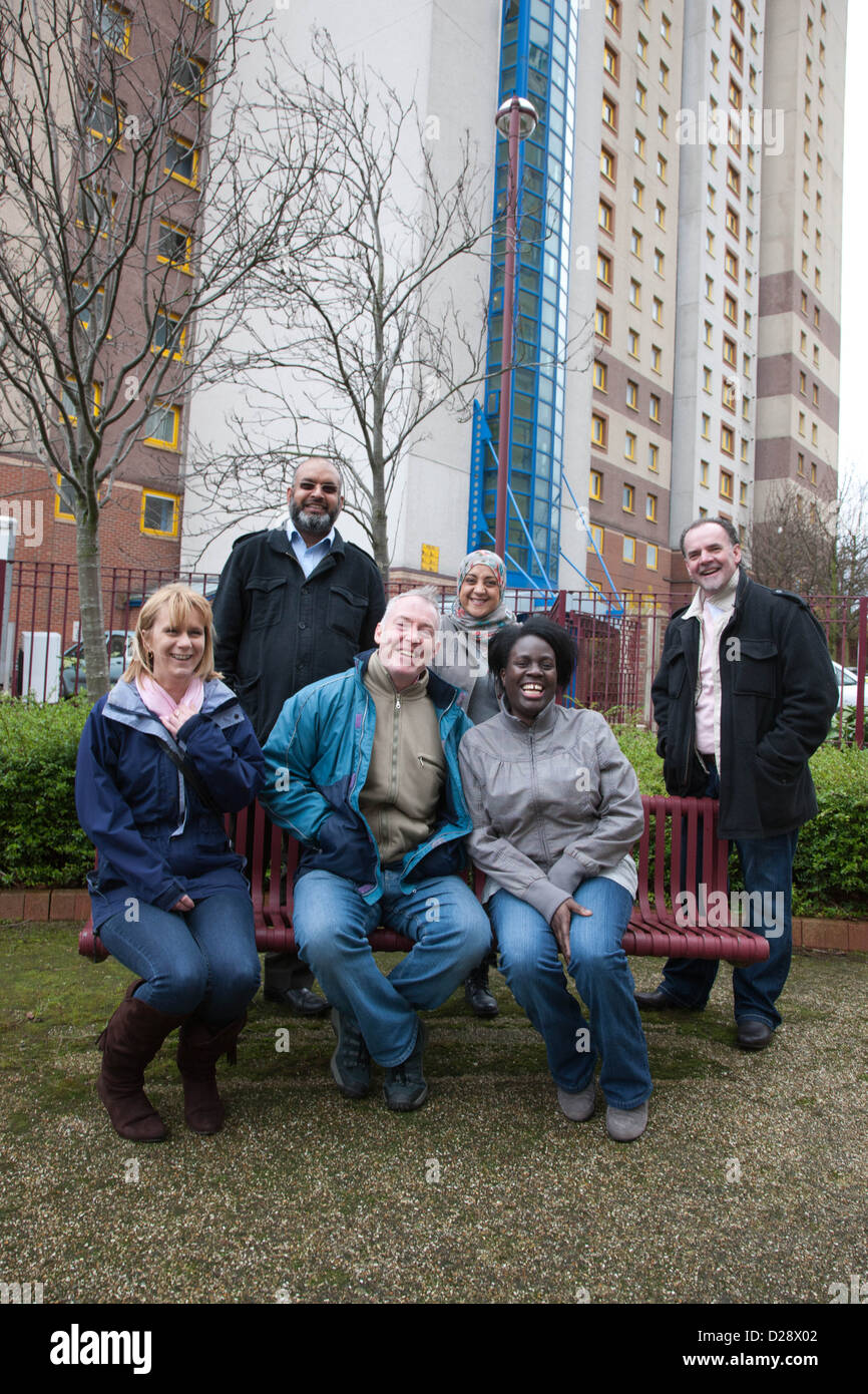 Group portrait at flats Stock Photo - Alamy