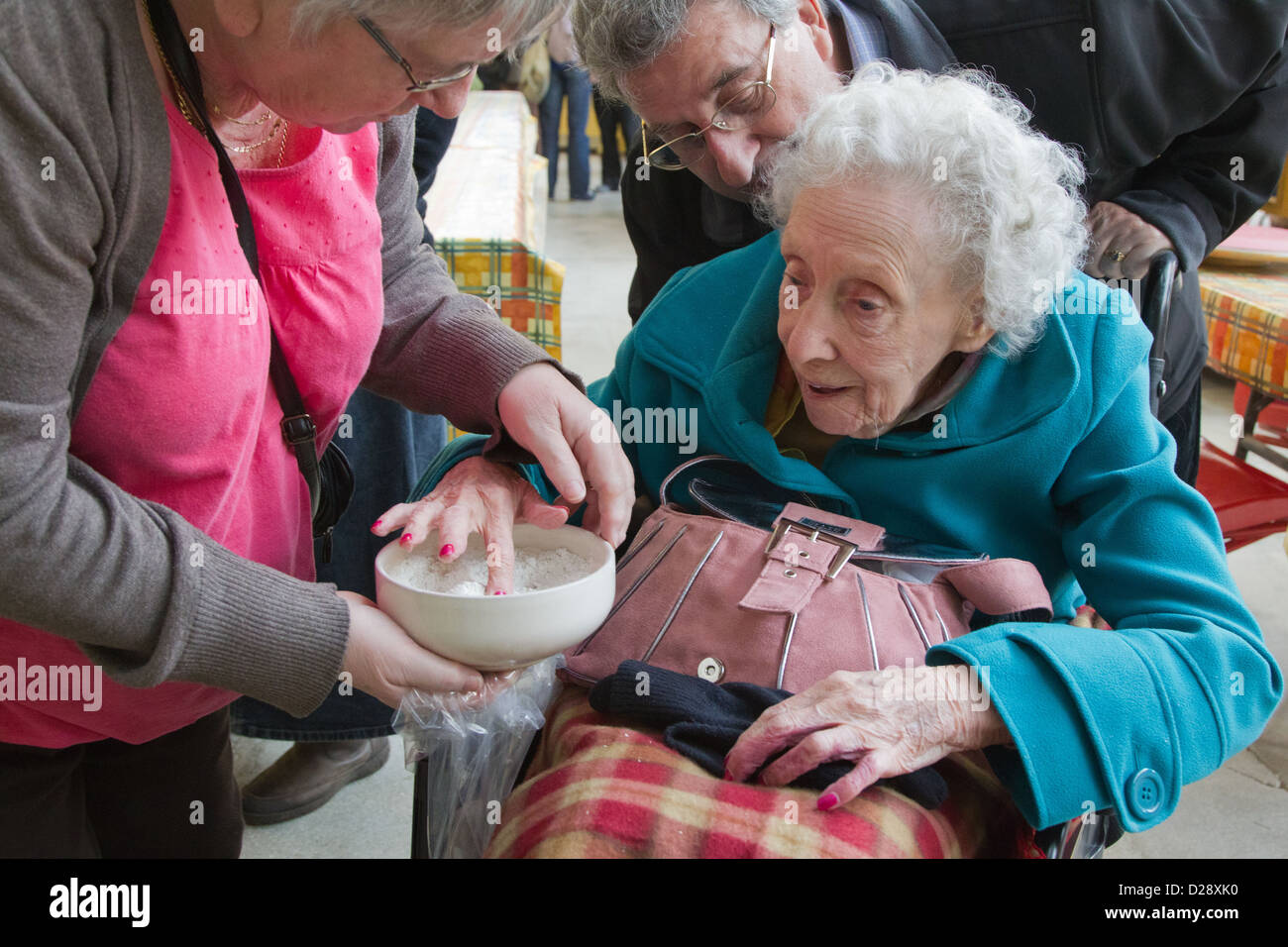 Visually impaired people with carers on outing to Denby Pottery ...
