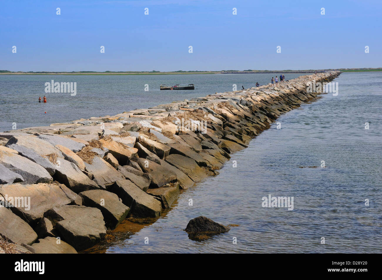 Wave breaker jetty in Cape Cod, Massachusetts, USA Stock Photo - Alamy