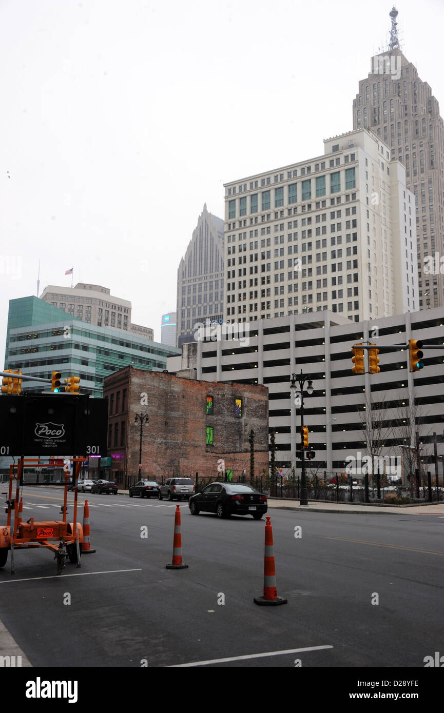 Office highrises dominate the cityscape of Detroit, USA, 13 January ...