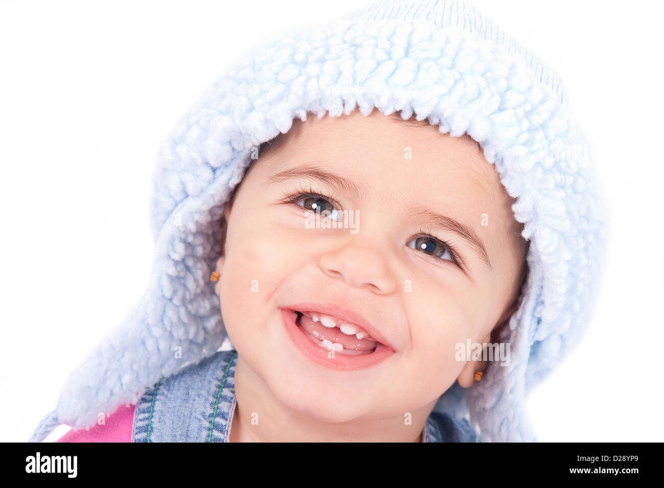 Baby with hat isolated on a white background Stock Photo - Alamy