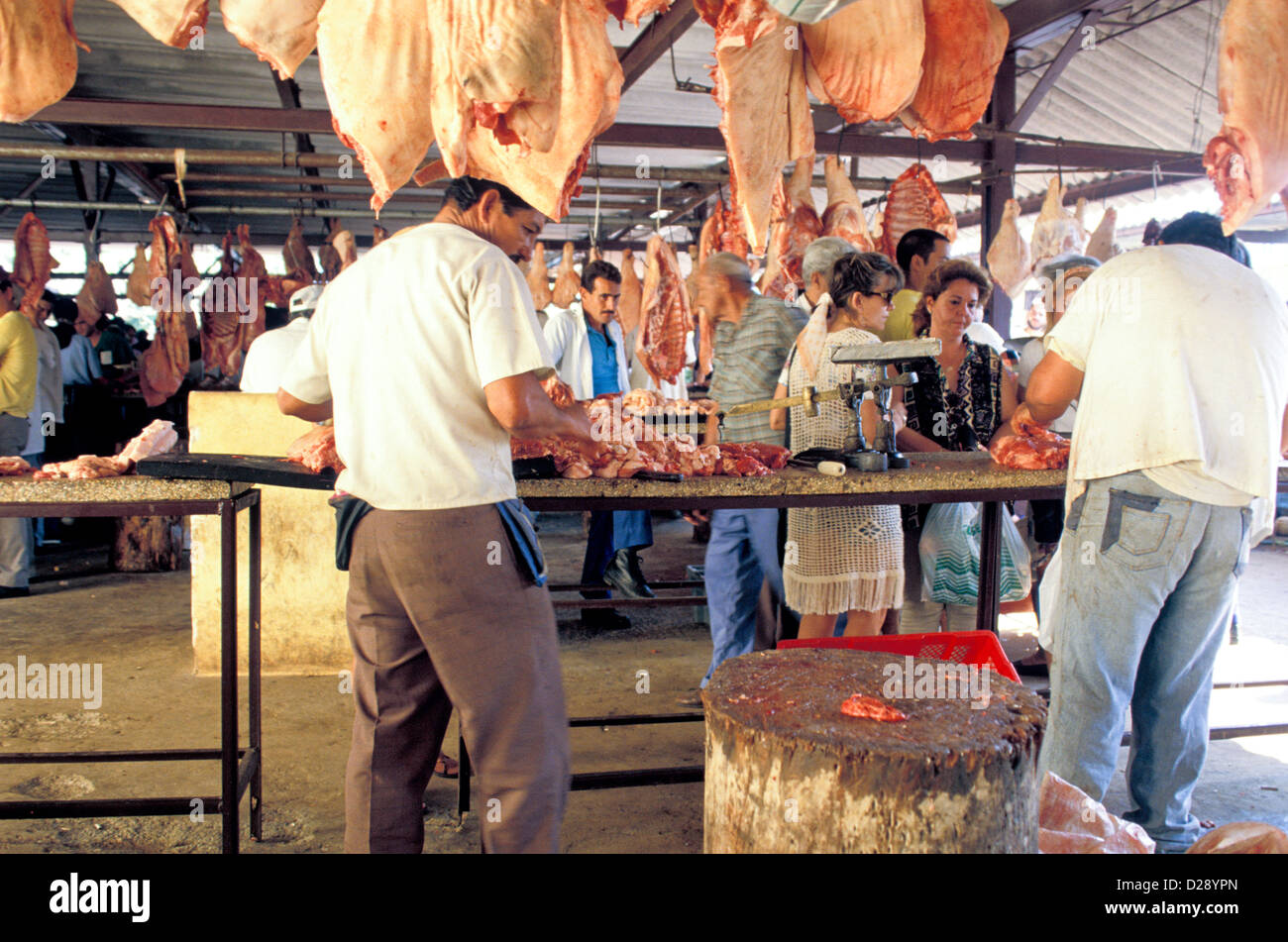 Cuba. Havana. Havana Market. Butcher Stock Photo - Alamy