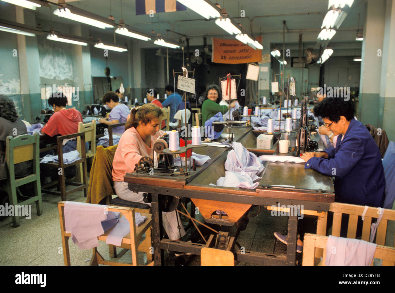 Cuba. Havana. Women Sewing Uniforms Stock Photo - Alamy