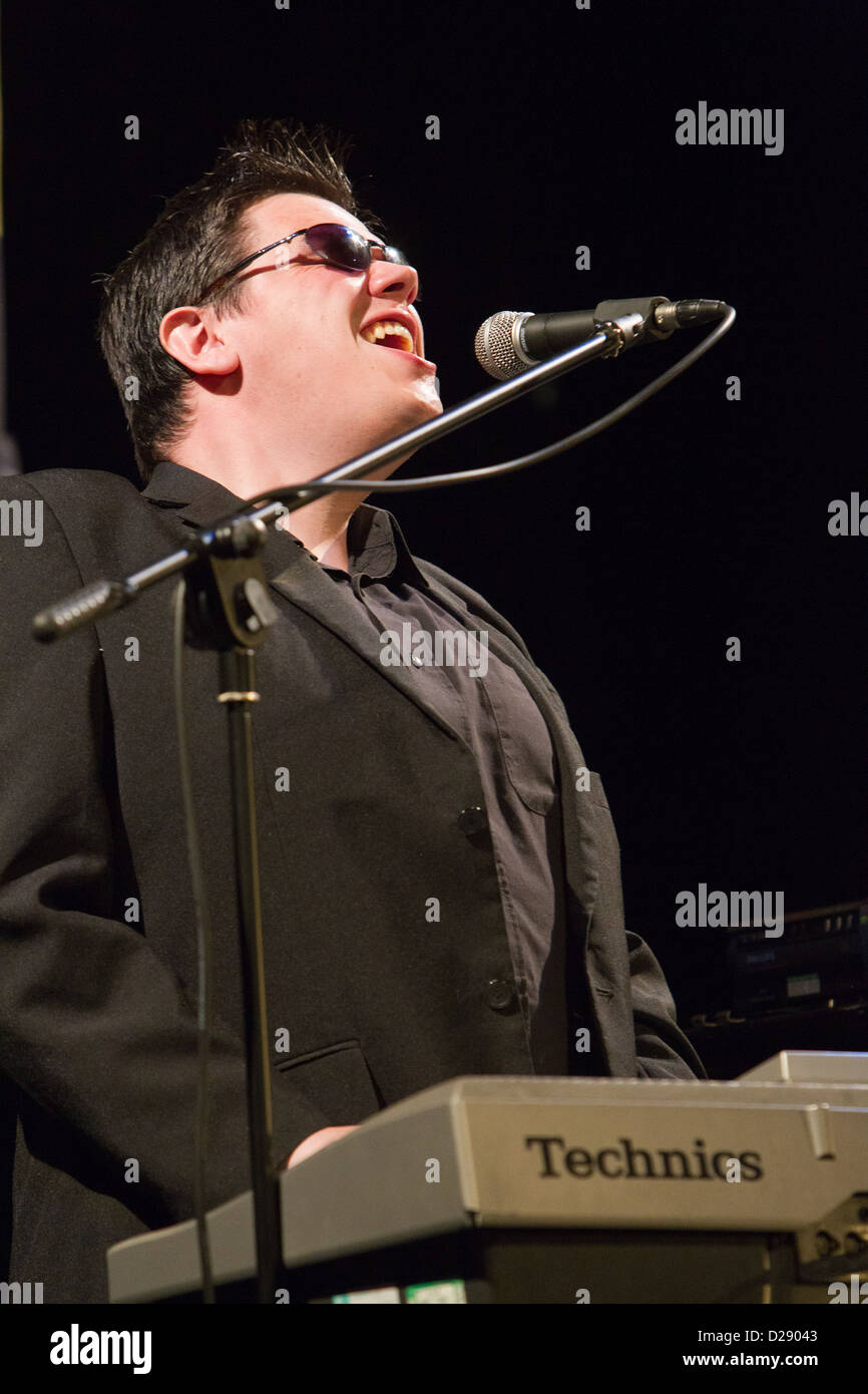 Visually impaired composer singer on keyboards Stock Photo - Alamy