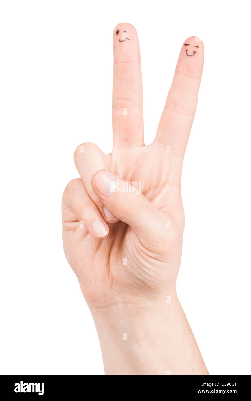 Man hand making sign. Isolated on white background Stock Photo - Alamy