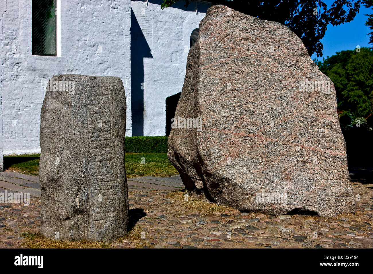 The Jelling stones the Danish birth Stock Photo - Alamy