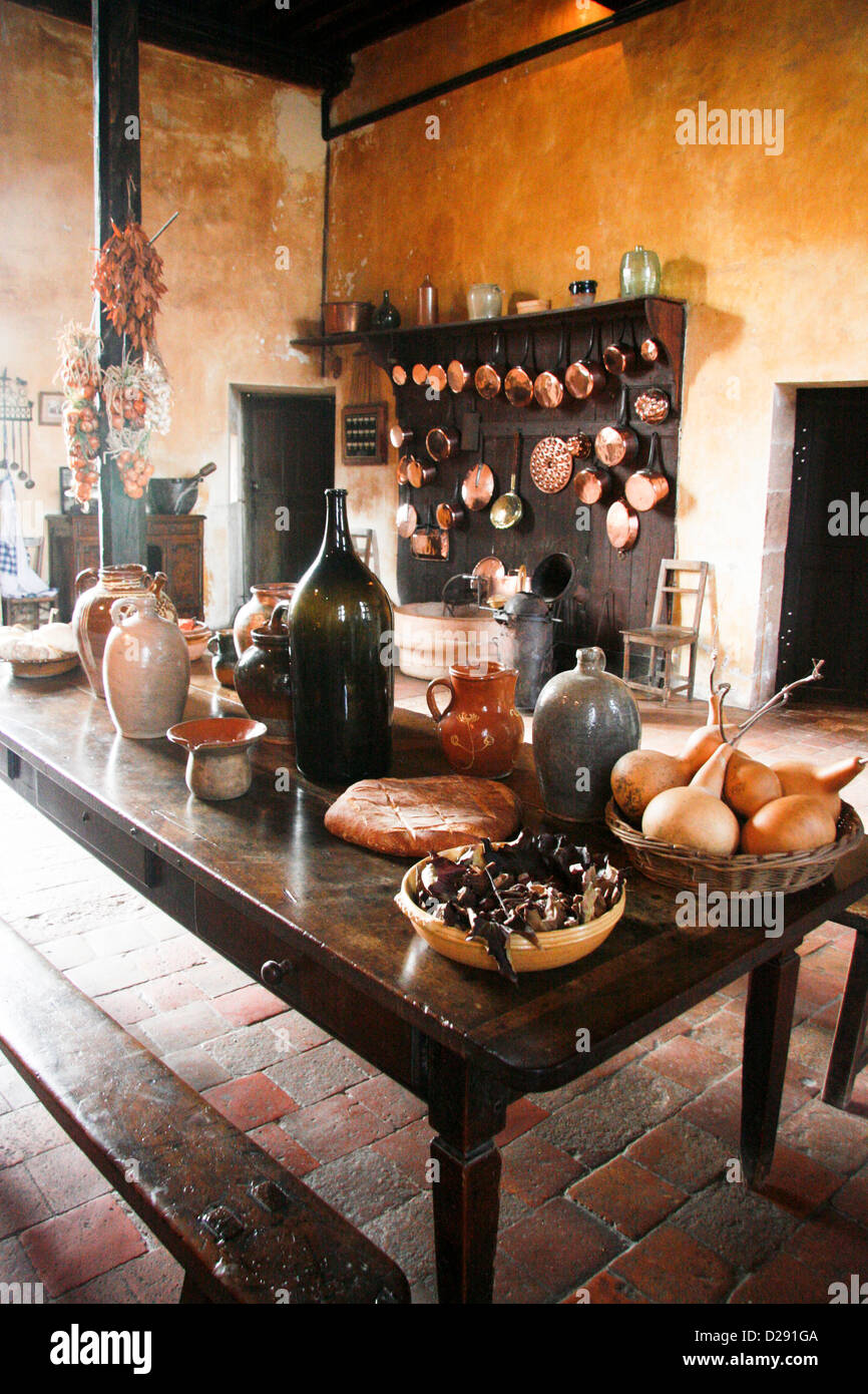 France, Cormatin Castle Kitchen Stock Photo - Alamy