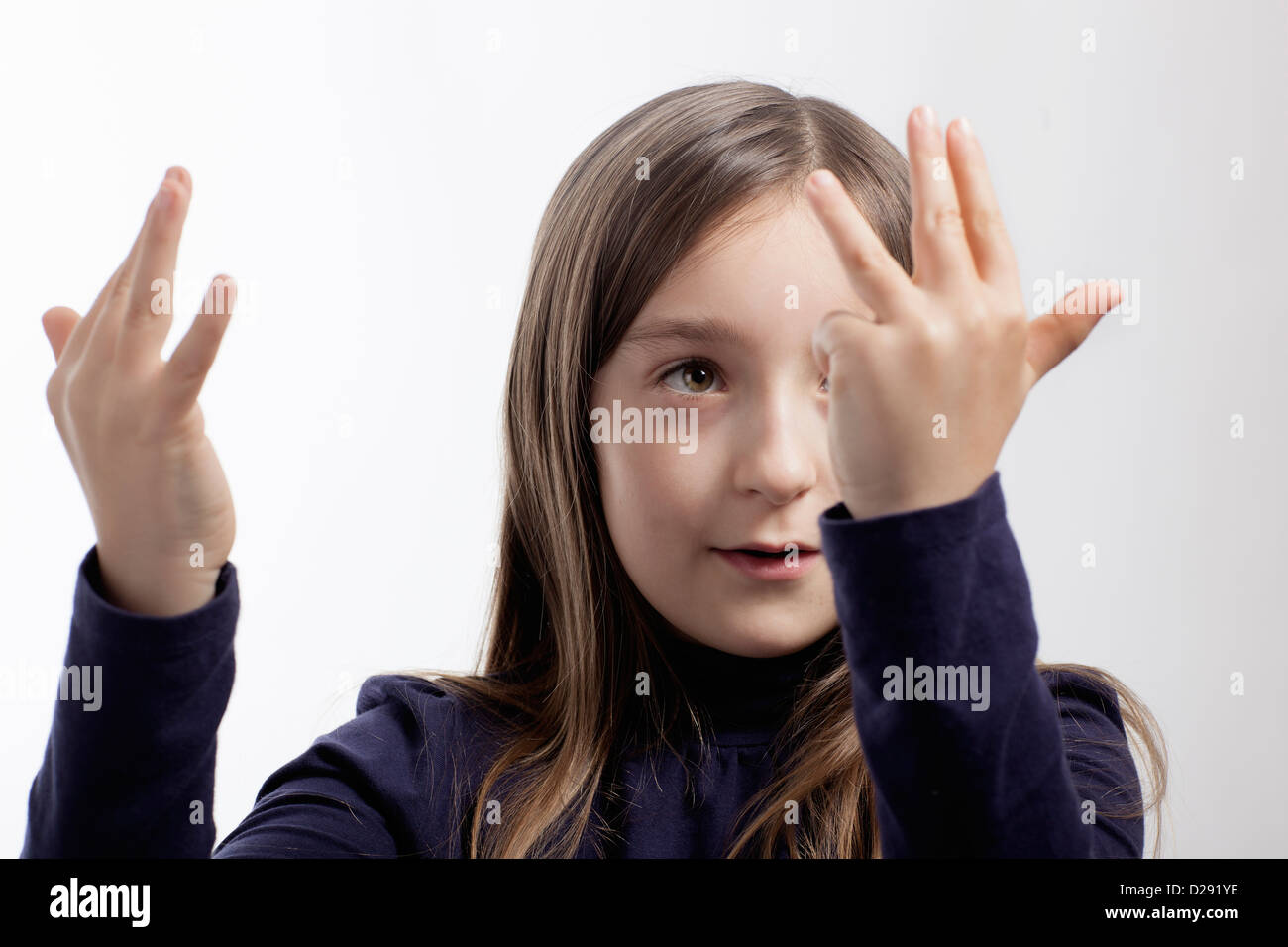 young girl using fingers to count Stock Photo - Alamy