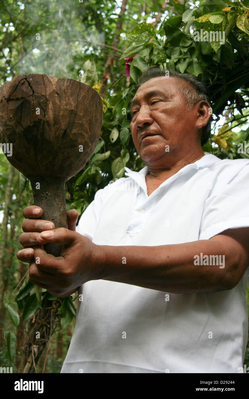 Shaman Performs Cleansing Ceremony In Pac-Chen Mayan Community. Mexico ...