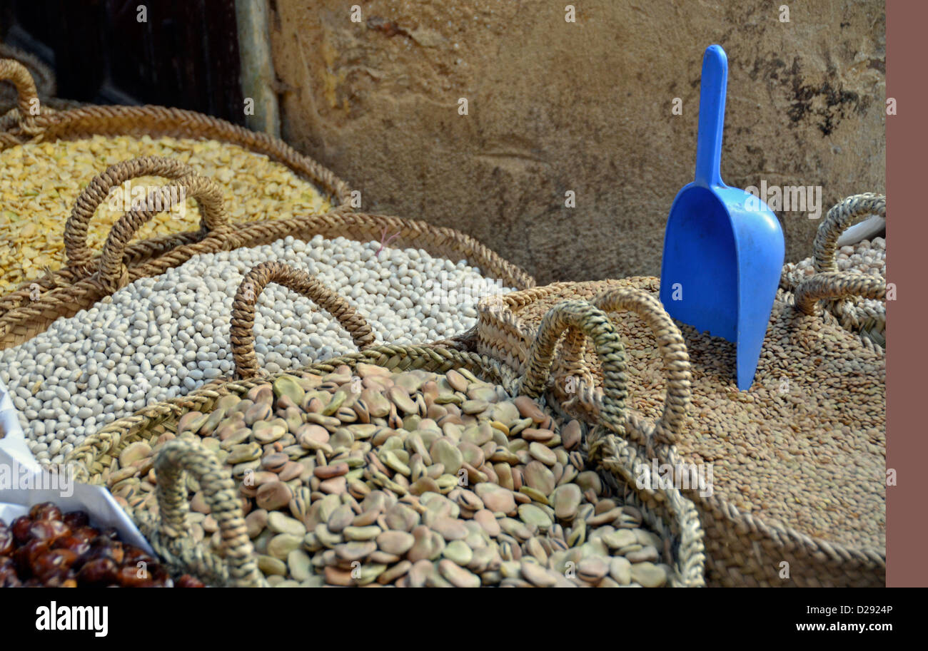 Baskets of beans, Morocco Stock Photo - Alamy