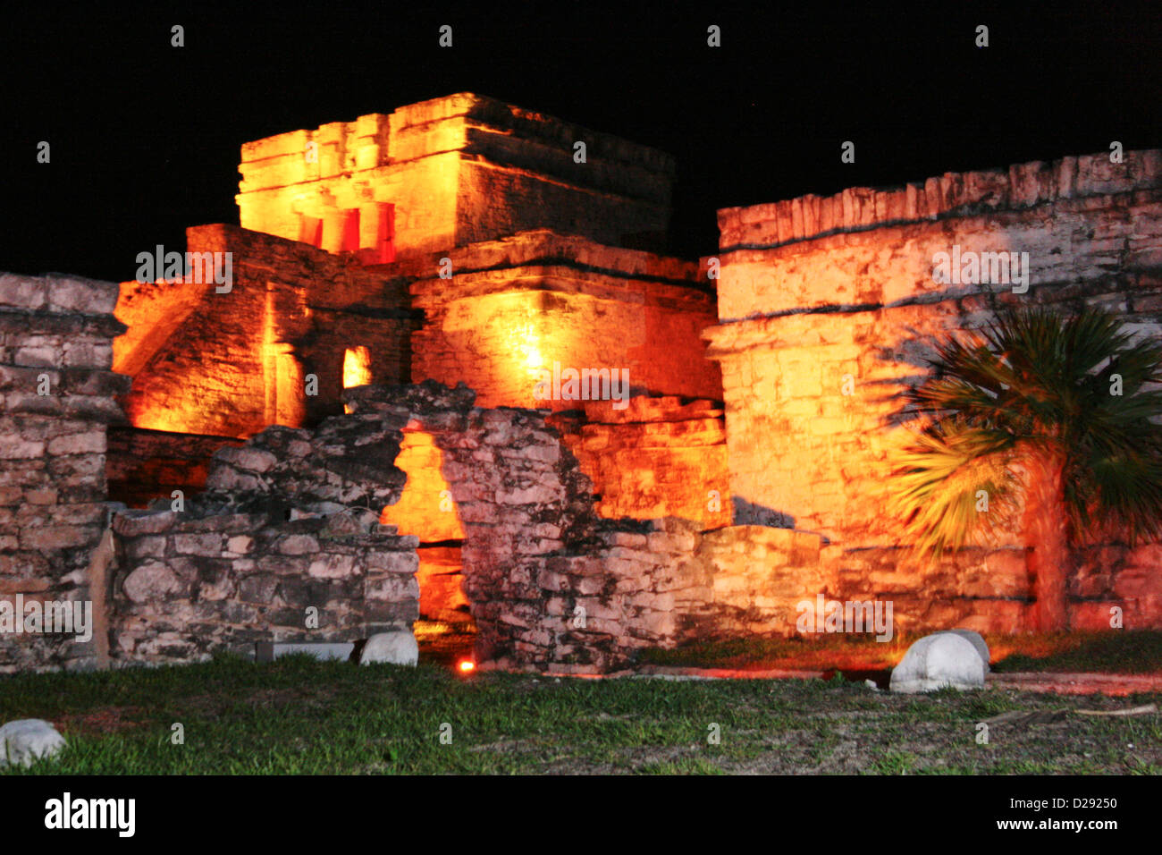 Mayan Ruins Of Tulum At Night. Mexico Stock Photo - Alamy
