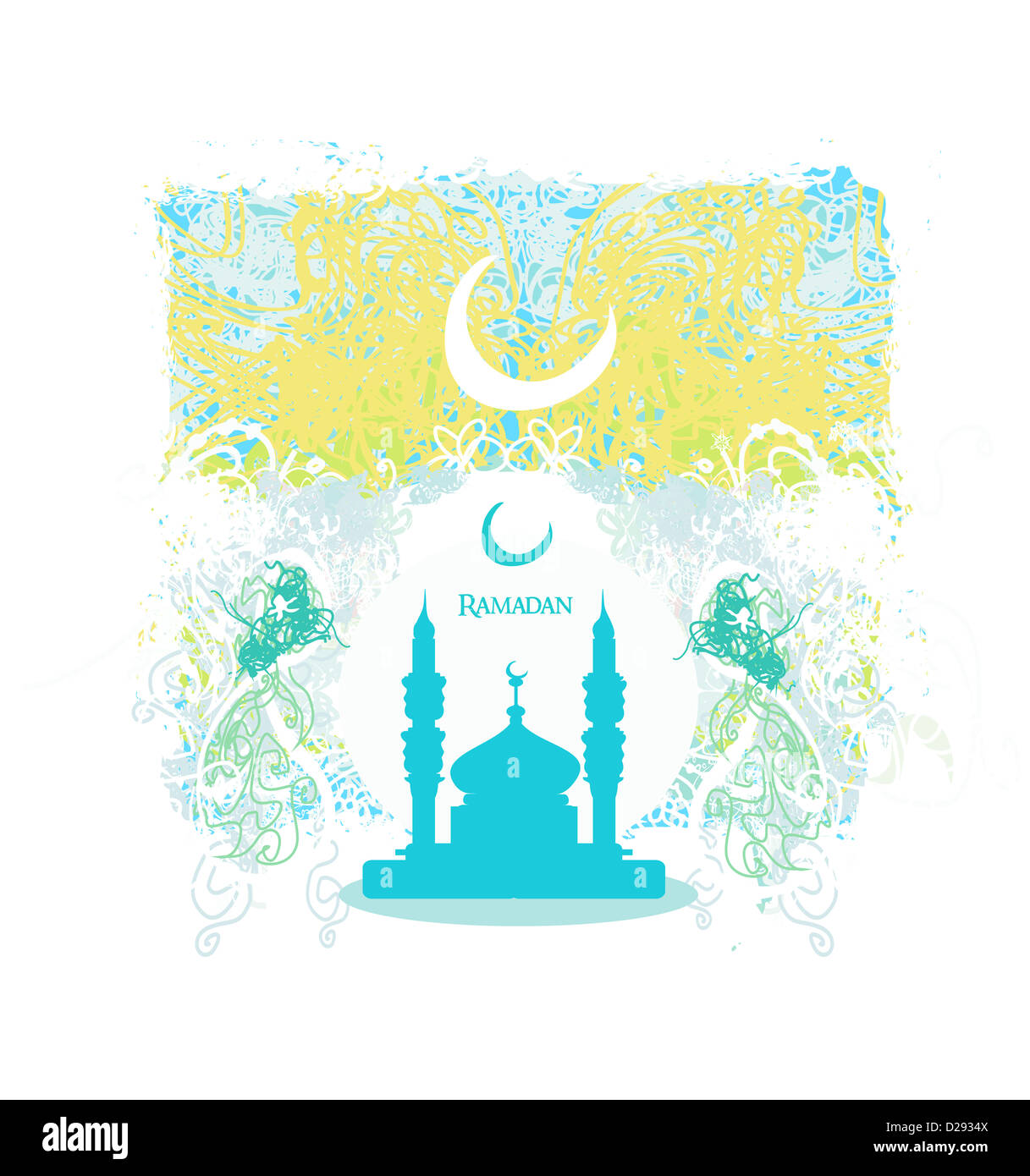 artistic pattern background with moon and mosque Stock Photo - Alamy