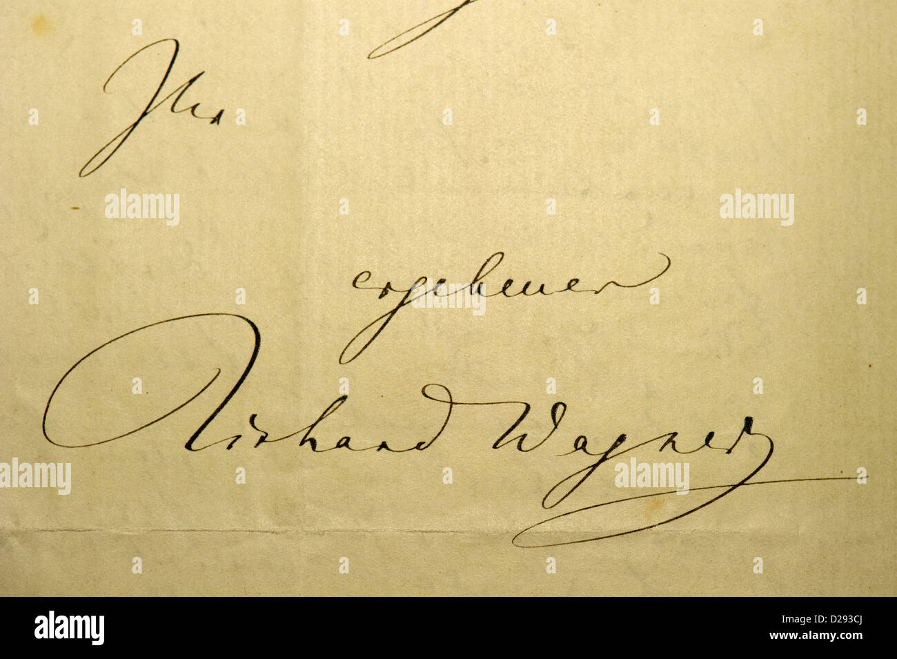 Wagner's autograph is seen on a letter from Richard Wagner to the ...