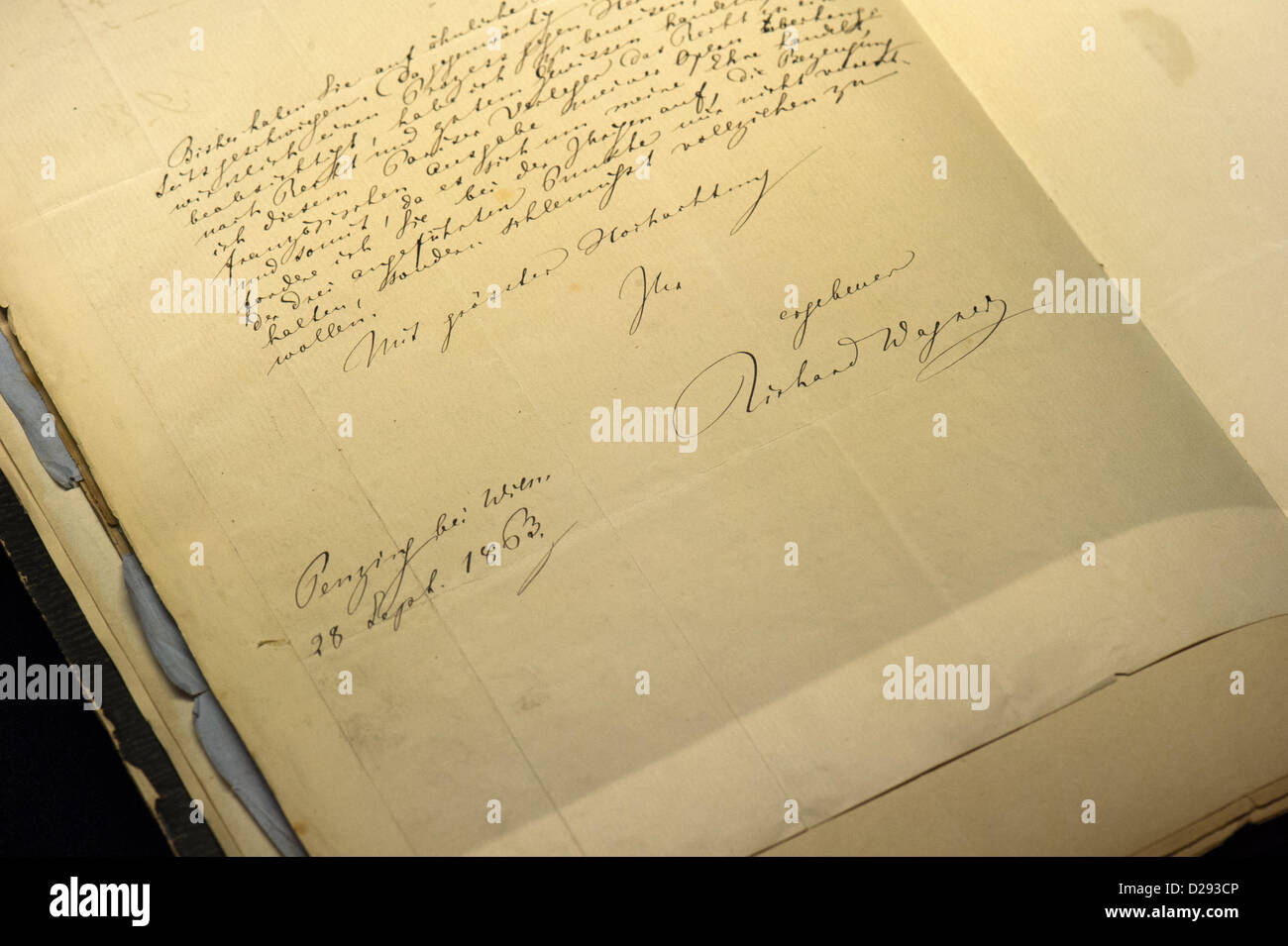 Wagner's autograph is seen on a letter from Richard Wagner to the ...