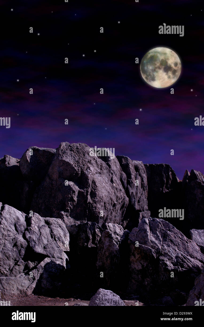 Nightscape cliffs under moon hi-res stock photography and images - Alamy
