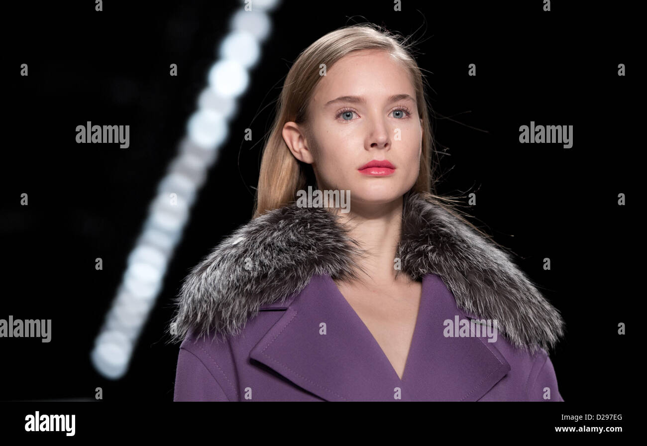 A model presents a creation at the Laurel show during the Mercedes-Benz ...