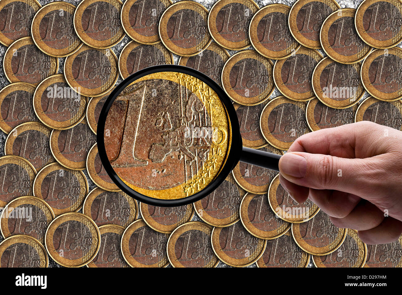 Looking for the value of one EURO c Stock Photo - Alamy