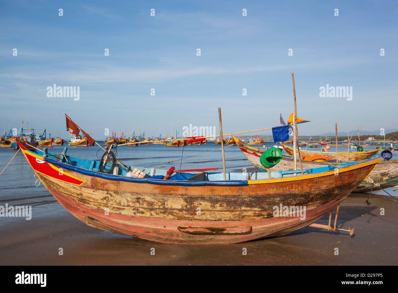 Vietnam, Mui Ne, Mui Ne Beach, Typical Local Fishing Boat Stock Photo ...