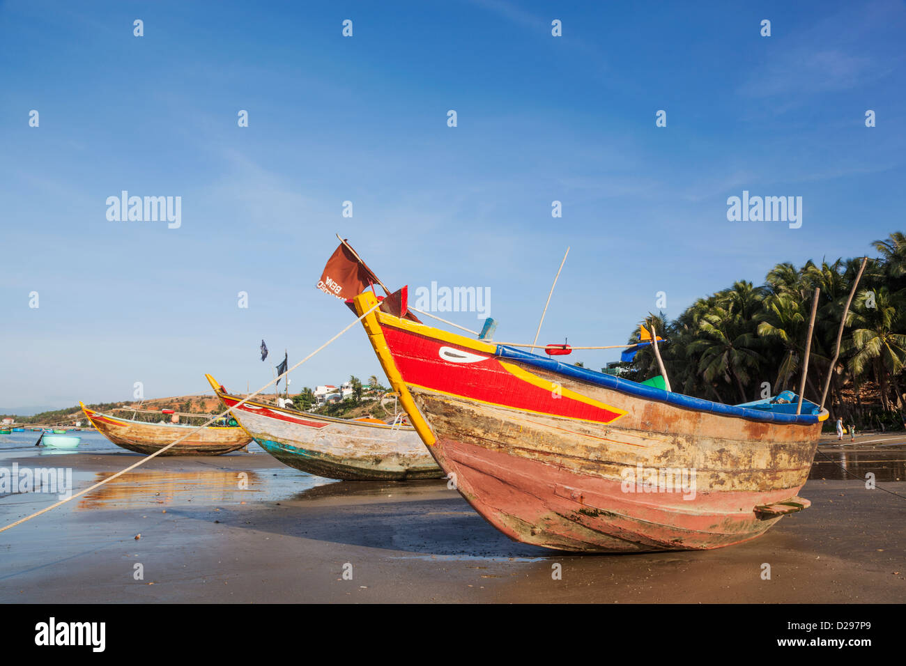 Vietnam, Mui Ne, Mui Ne Beach, Typical Local Fishing Boat Stock Photo ...