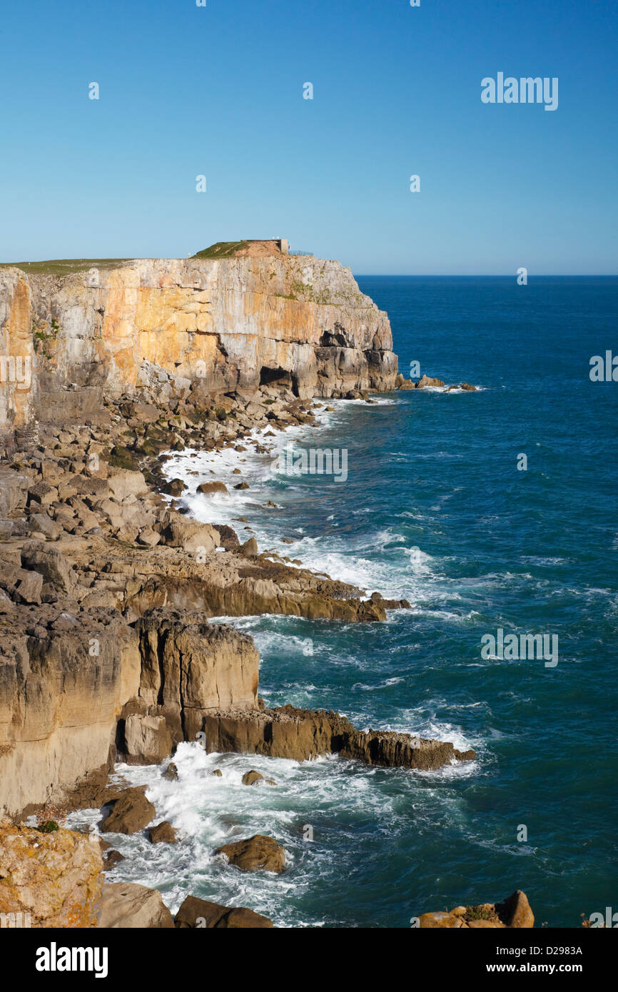 Sea cliffs at Castle Martin Army ranges, Pembrokeshire, Wales Stock ...