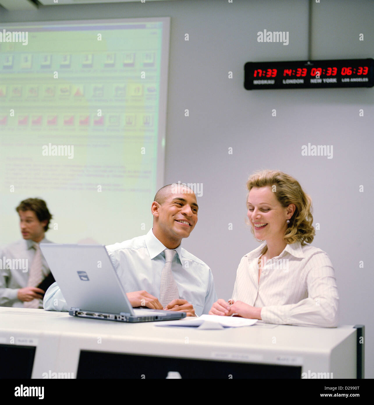 business people data center control center man woman License free ...