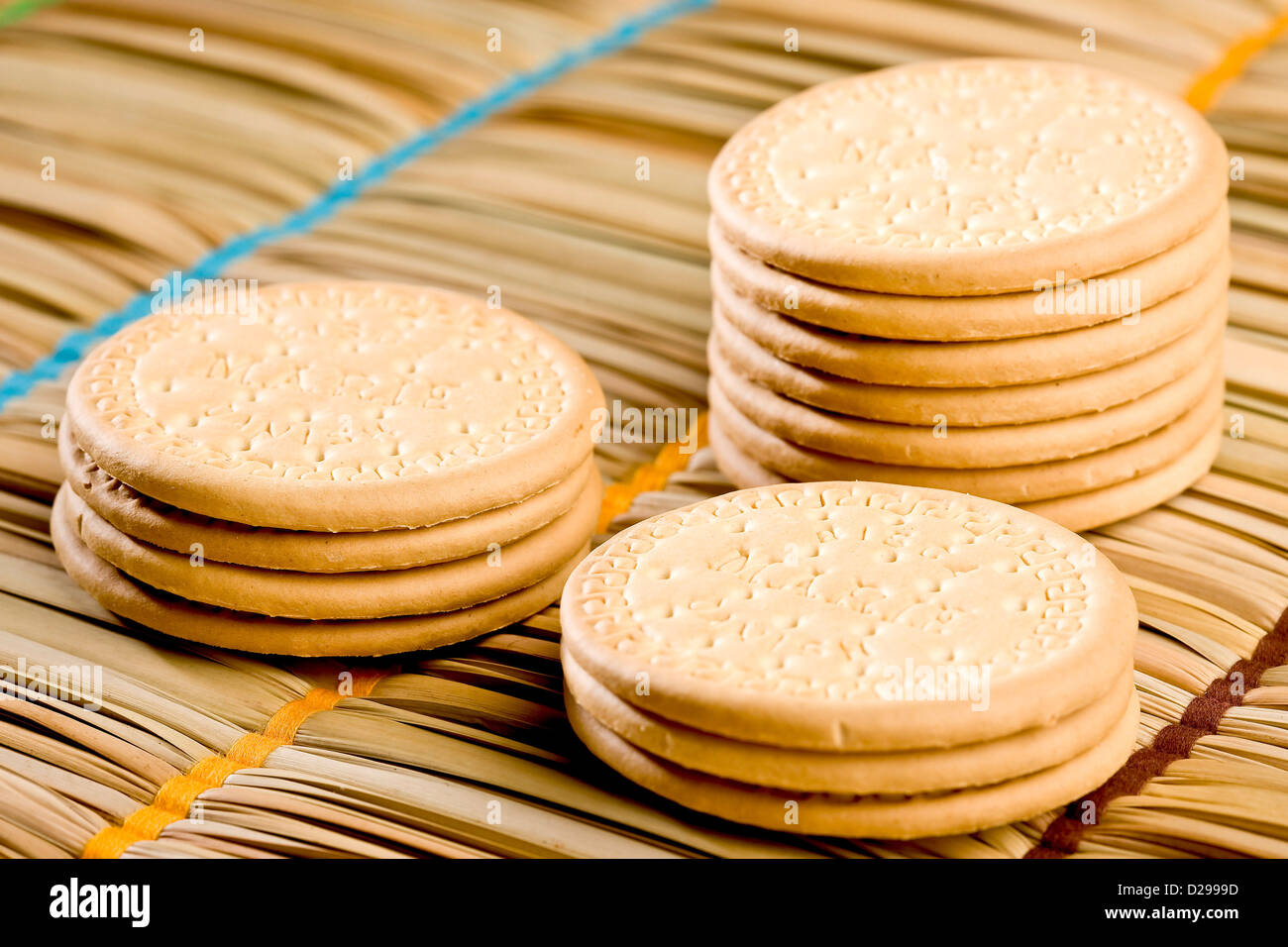 Three piles of biscuits Stock Photo - Alamy